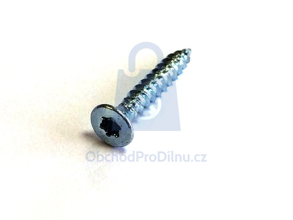Vruty se zápustnou hlavou, TORX drážka, s plným závitem, bilý zinek