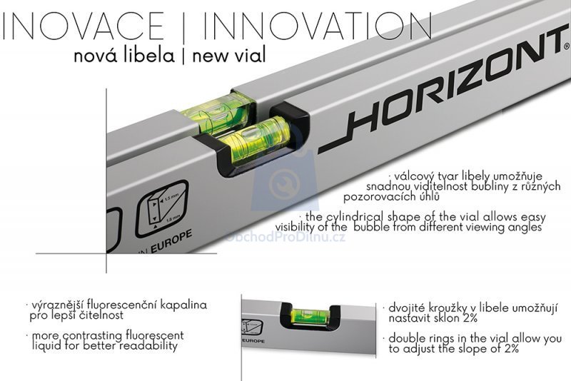 Vodováha hliníková, 2 libely | HORIZONT PROFESSIONAL | ObchodProDílnu.cz