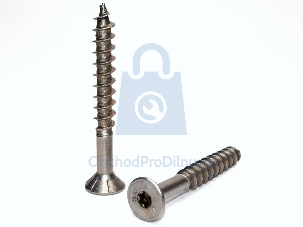 Nerezové vruty s Torx drážkou, částečný závit a zápustná hlava
